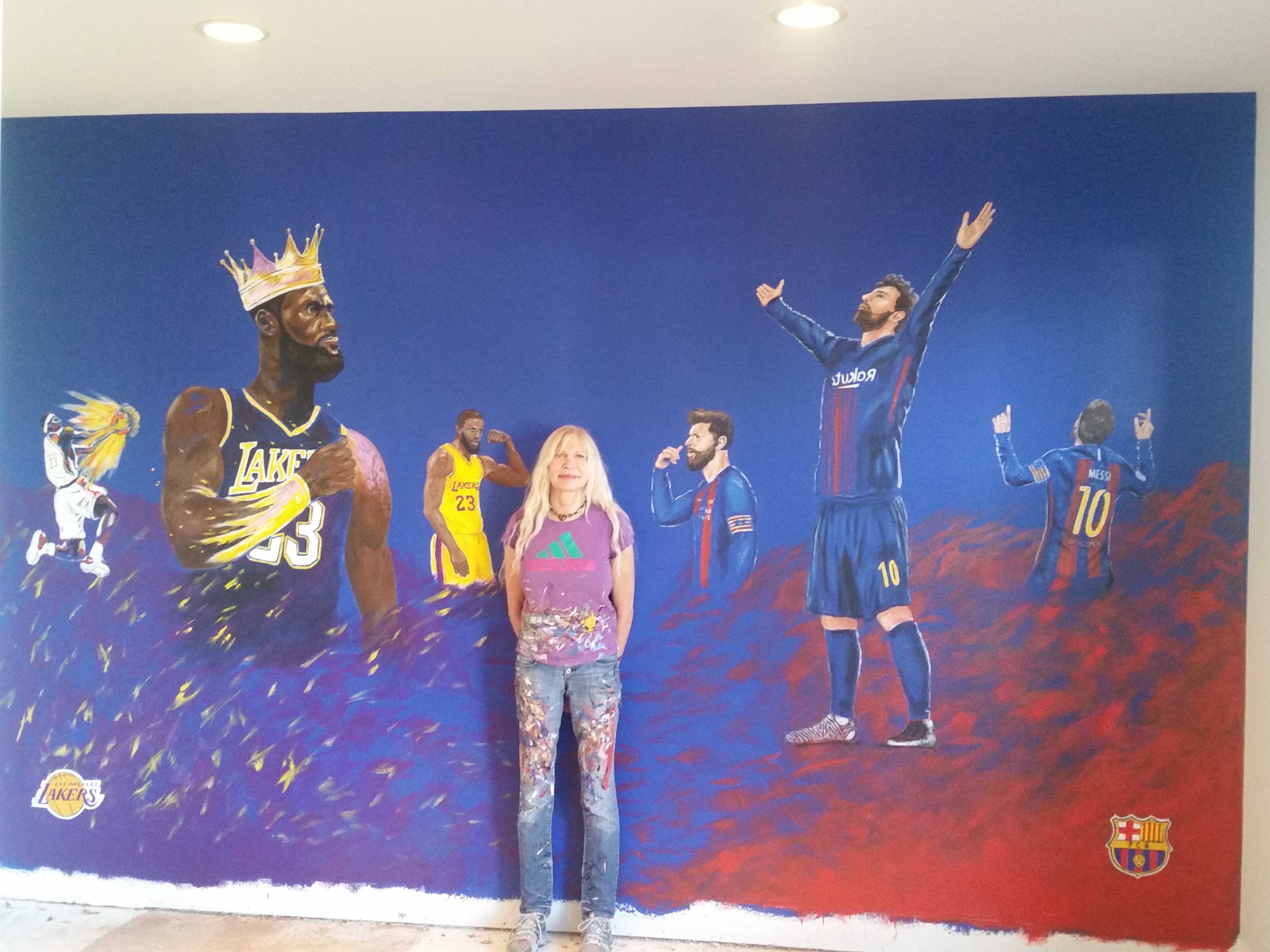 Lebron James and Lionel Messi Mural - Fine Art Muralist